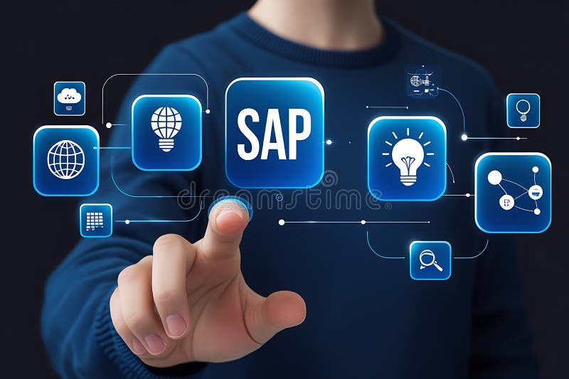 Person Interacting with Sap Software Interface on a Touchscreen. Stock ...