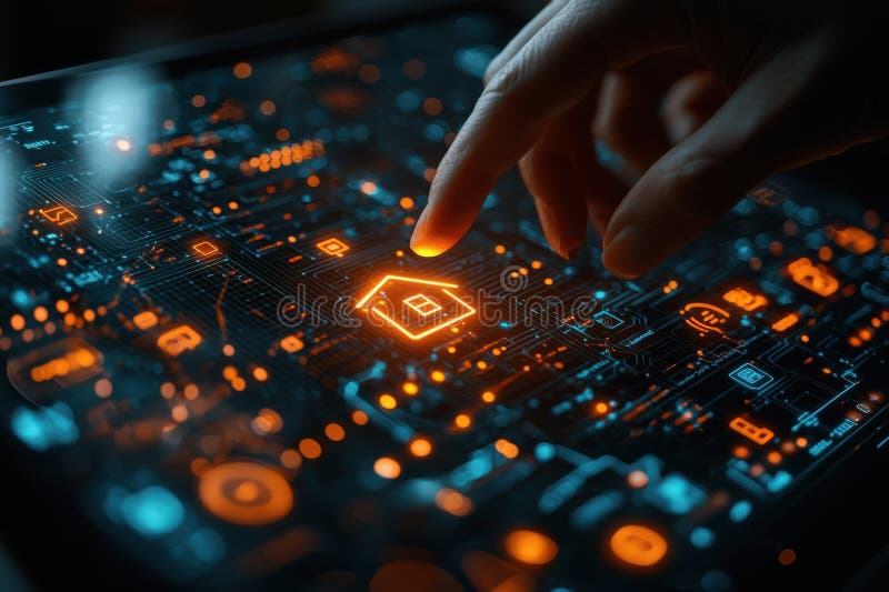 Person Interacting with Smart Home Interface on Futuristic Digital Touchscreen Stock Photo ...