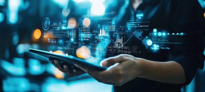 Interactive Data Visualization on Tablet Stock Illustration ...