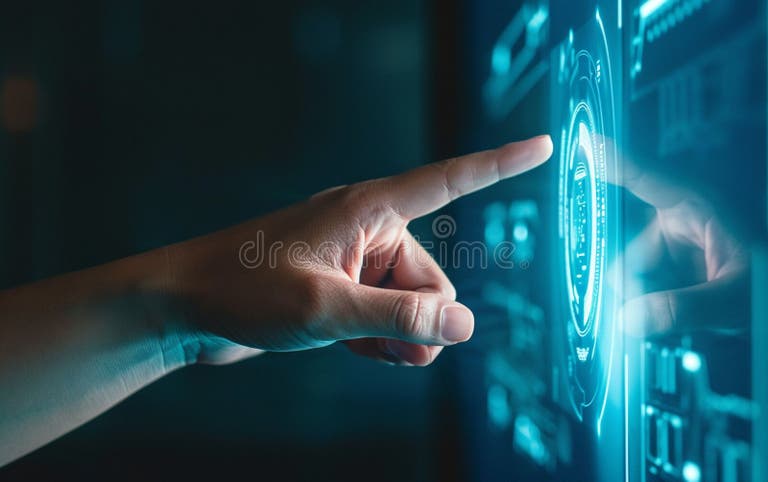 Person Interacting with Touch Screen Button Stock Illustration ...