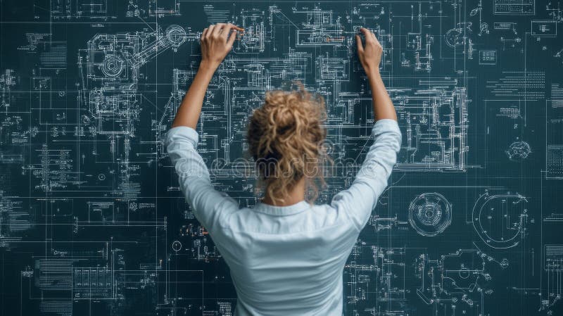 A Person Interacts with a Blueprint on a Digital Interface, Showcasing ...