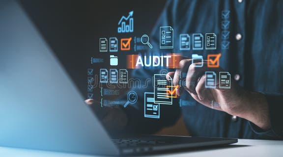 Person Interacts with Digital Audit Interface, Features Checklists and ...