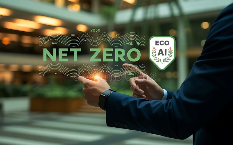 Eco AI: Achieving Net Zero by 2050 Stock Illustration - Illustration of ...