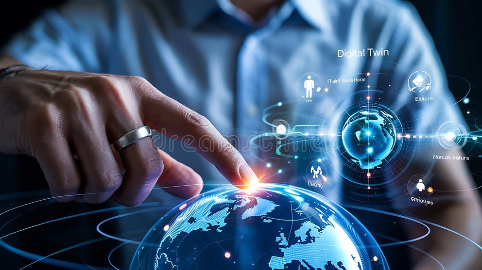 Global Digital Twin Technology: Interactive World Map Interface Stock ...