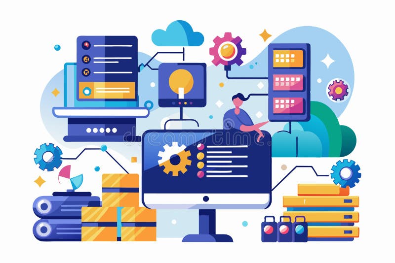 A Person Interacts with Digital Systems To Illustrate Data Storage ...