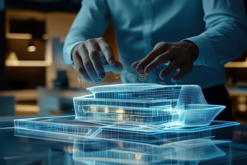 A Person Interacts with a Holographic Architectural Model, Showcasing ...