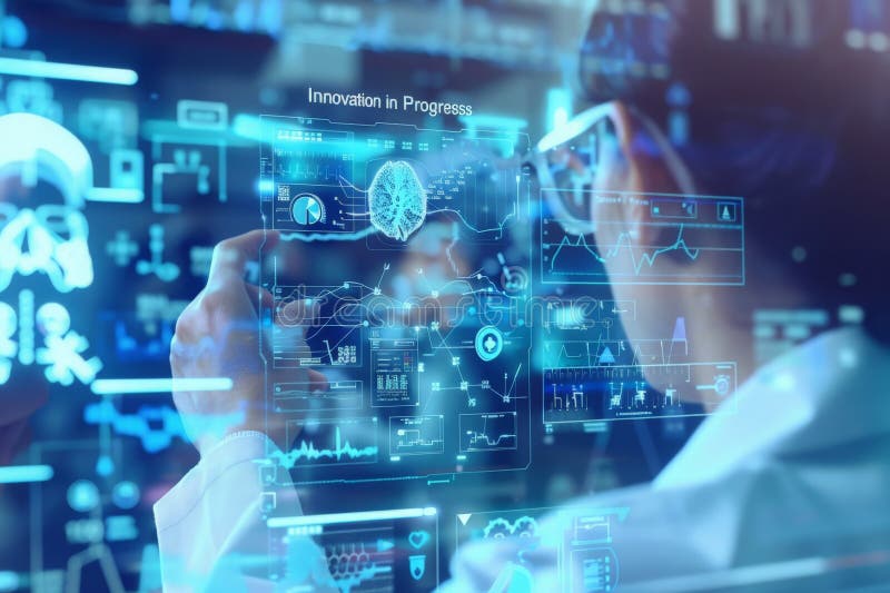 A Tech Workshops Holographic Innovation Stock Illustration ...