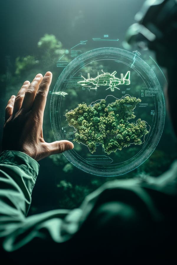 A Person Interacts with a Holographic Display Showcasing Detailed ...