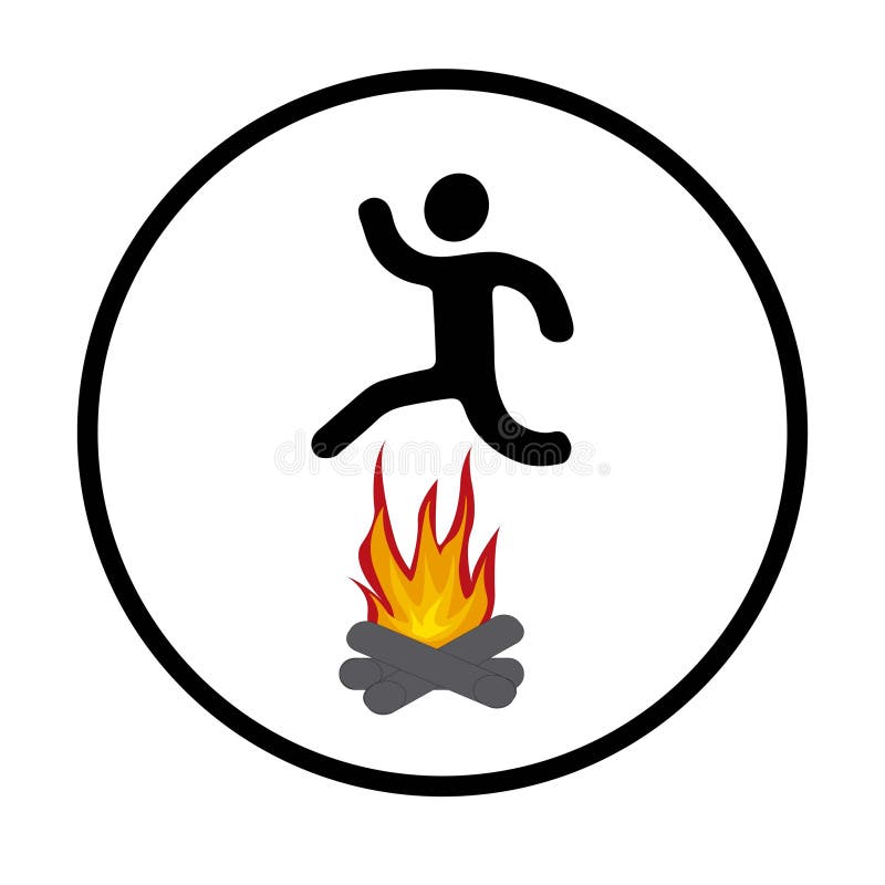 Silhouette of a Person Jumping Over Fire Stock Illustration ...