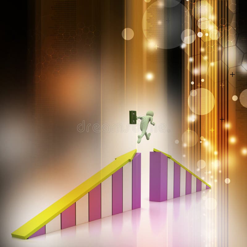 Person Jumping Over Graphic Chart Stock Illustration - Illustration of ...