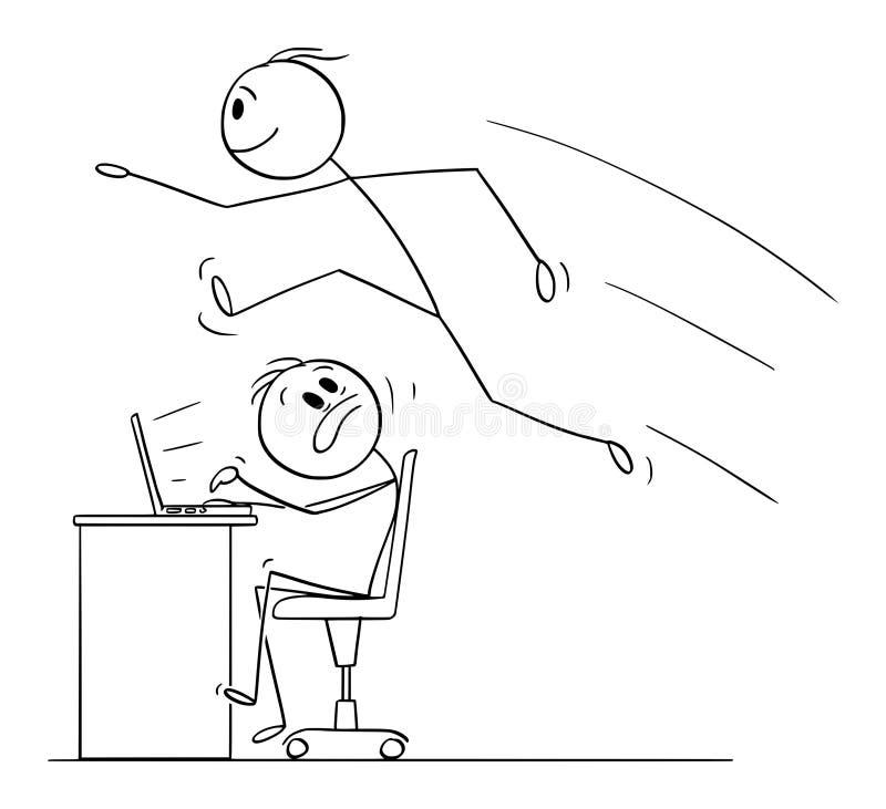 Person Jumping Over Office Worker , Vector Cartoon Stick Figure ...