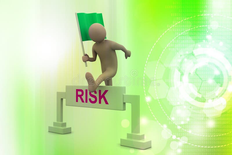 Person Jumping Over Word Risk with Flag Stock Illustration ...