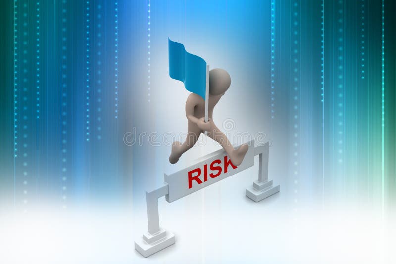 Person Jumping Over Word Risk with Flag Stock Illustration ...