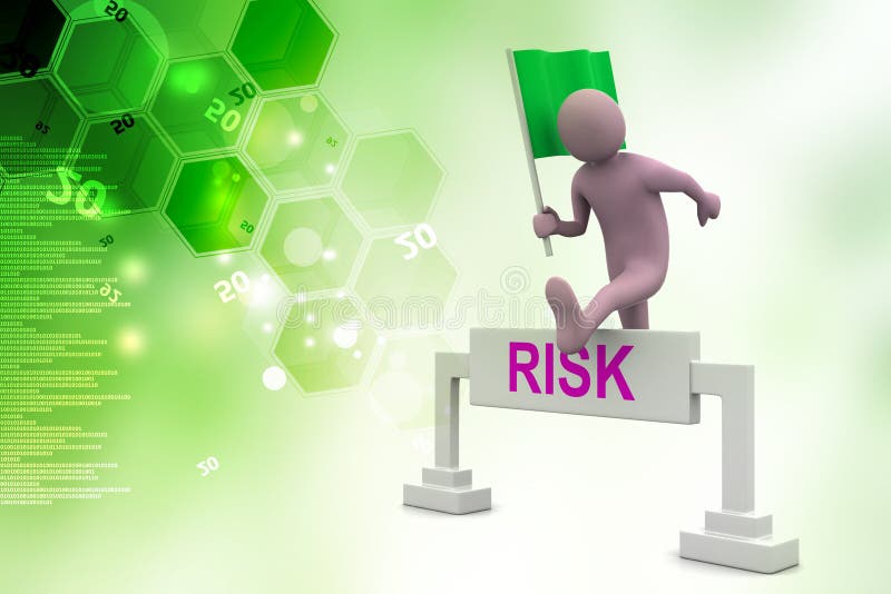 Person Jumping Over Word Risk with Flag Stock Illustration ...