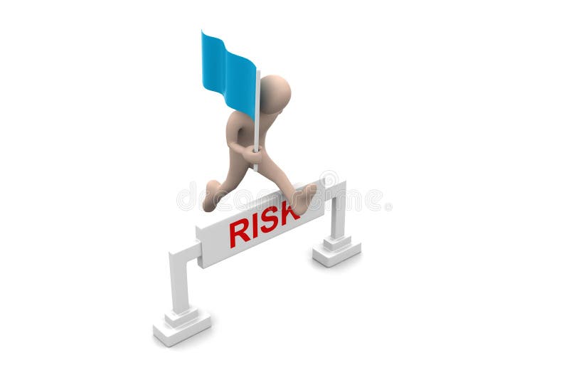Person Jumping Over Word Risk with Flag Stock Illustration ...