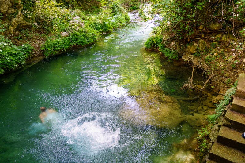Person Jumping into the Water in a River Stock Photo - Image of ...