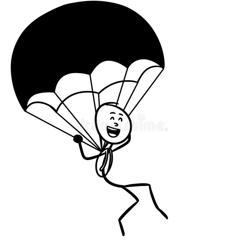 A Person Jumps Using a Parachute Stock Illustration - Illustration of ...