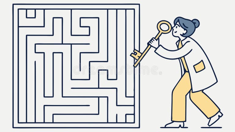 Person with a Key To a Maze. Problem Solving and Finding the Solution ...