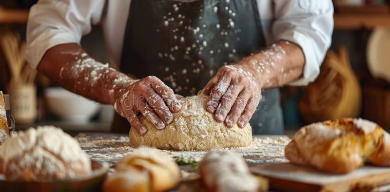 Person Kneading Dough on Table Stock Photo - Image of cooking, bread ...