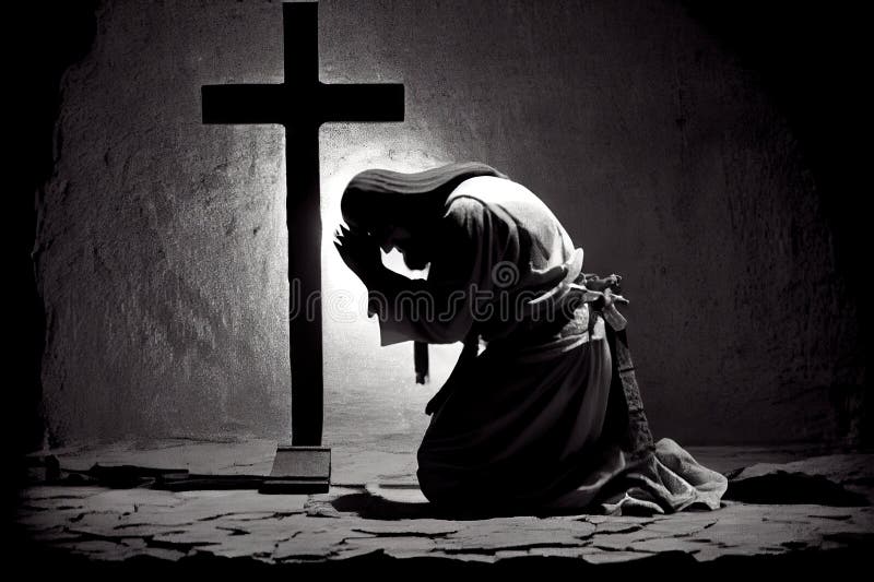 Person Kneeling Down in Front of Door with Key on it. Generative AI ...