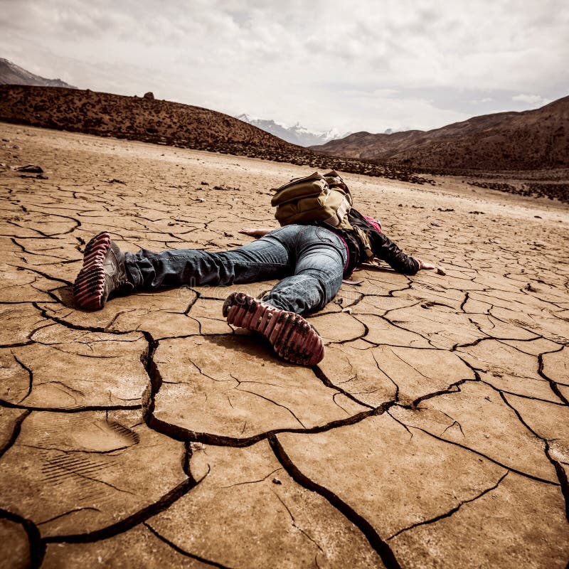 Person Lays on the Dried Ground Stock Image - Image of arid, dryness ...