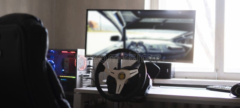 A Person Learns How To Drive the Car Using an Auto Computer Simulator ...