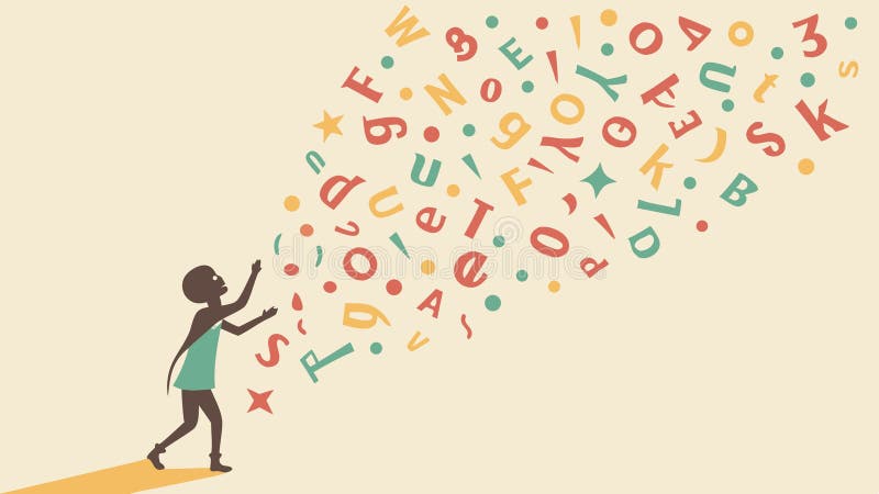 Person with Letters Education Learning, Vector Design Generative AI ...