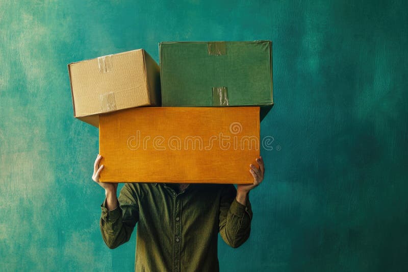 A Person Lifting a Stack of Boxes Above Their Head, Conveying Strength ...