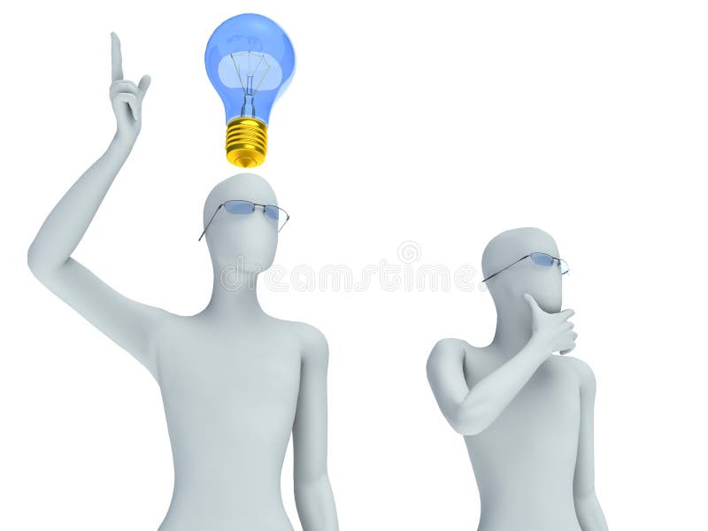 Person and a Light Bulb. Concept of Idea Stock Illustration ...