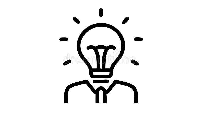 Person with Lightbulb Idea Creative Thinking Icon, Vector Design Generative AI Stock Vector ...