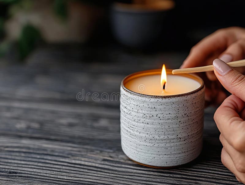 A Person Lighting a Candle with a Matchstick Stock Image - Image of ...