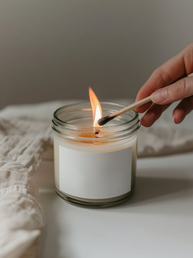 Person Lighting Candle on Table Stock Image - Image of candlelight ...