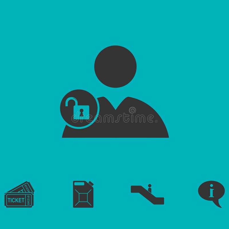 Person lock icon flat stock vector. Illustration of badge - 137915079