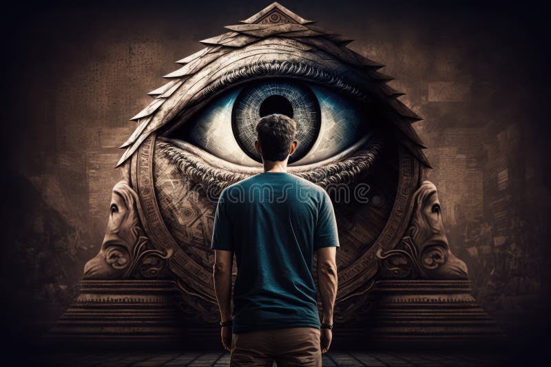 Person, Looking Away from All-seeing Eye, with Their Back Turned Stock ...