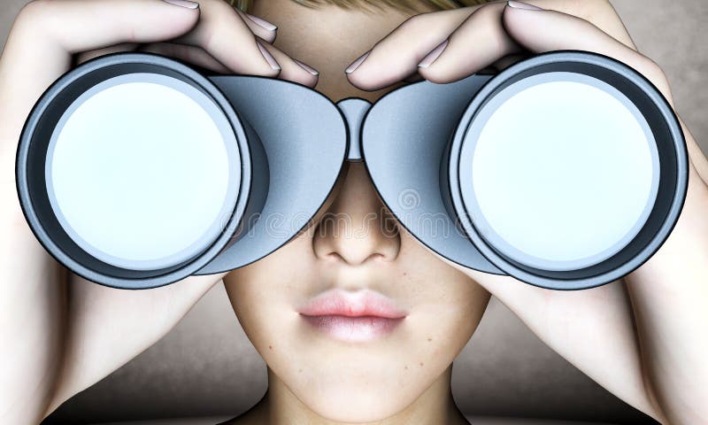 Person Looking through Binoculars Stock Illustration - Illustration of ...