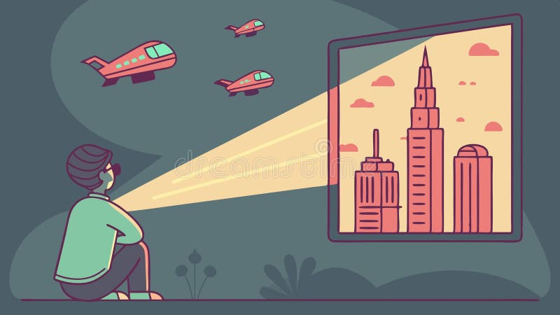 Person Looking at City Skyline through Window Abstract View Vector ...