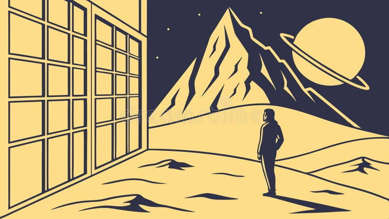 Person Looking at Distant Planet, Sci-Fi, Exploration, Future, Vector ...