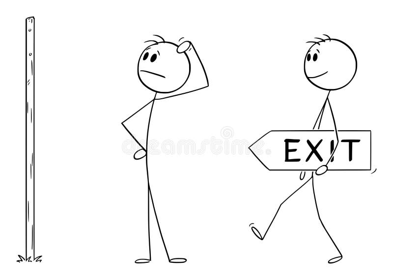 Person Looking for Exit, Vector Cartoon Stick Figure Illustration Stock ...