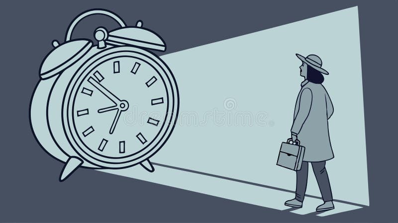 Person Looking at Giant Clock Time Concept Perspective Vector Design ...
