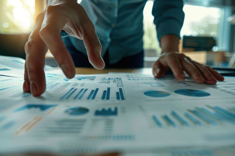 A Person is Looking at a Graph on a Table Stock Illustration ...