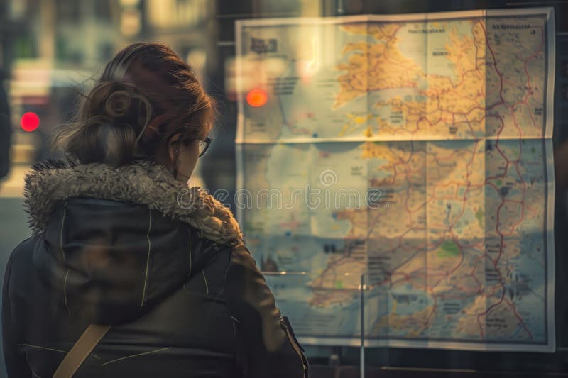 Person Looking at a Map or Guidebook Display Stock Photo - Image of ...