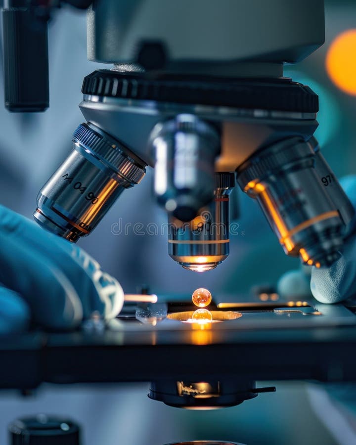 A Person is Looking through a Microscope in a Laboratory Stock Image ...
