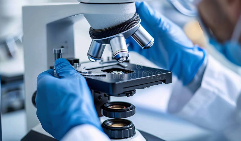 A Person is Looking through a Microscope at a Slide by AI Generated ...