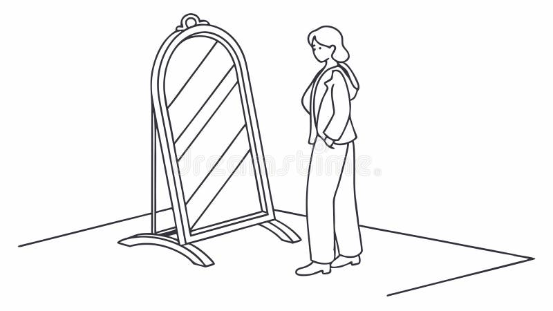 Person Looking in Mirror Self Reflection, Vector Design Generative AI ...