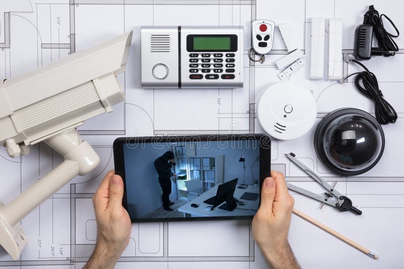 Person Watching Viewed Security Camera on Mobile Phone Stock Photo ...