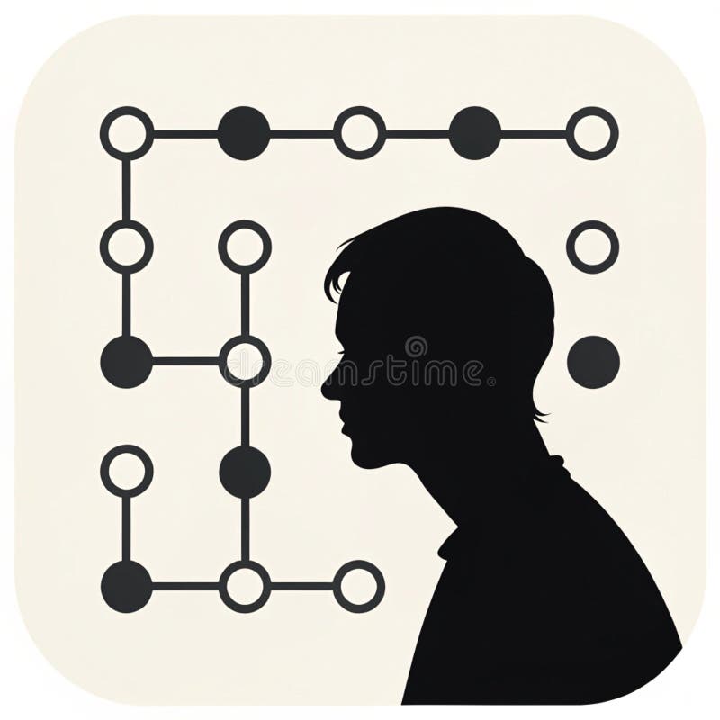Person Looking at the Pattern Lock Grid, Solving the Code, Metaphor for ...