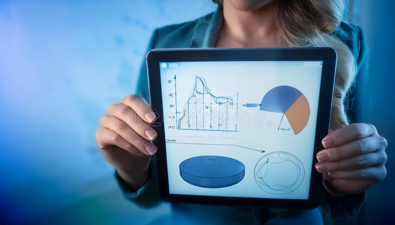 Person Looking at a Problem Solving Diagram on a Tablet, Representing ...