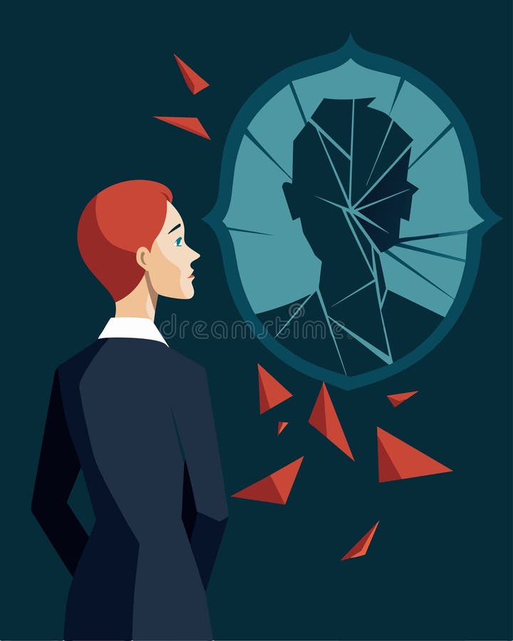 A Person Looking at a Shattered Mirror Their Reflection Appearing ...