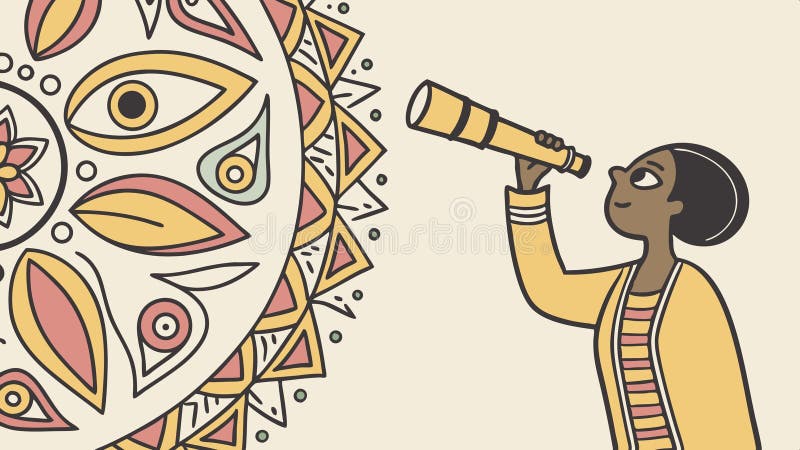 Person Looking through Telescope Exploring Patterns Abstract Art Vector ...