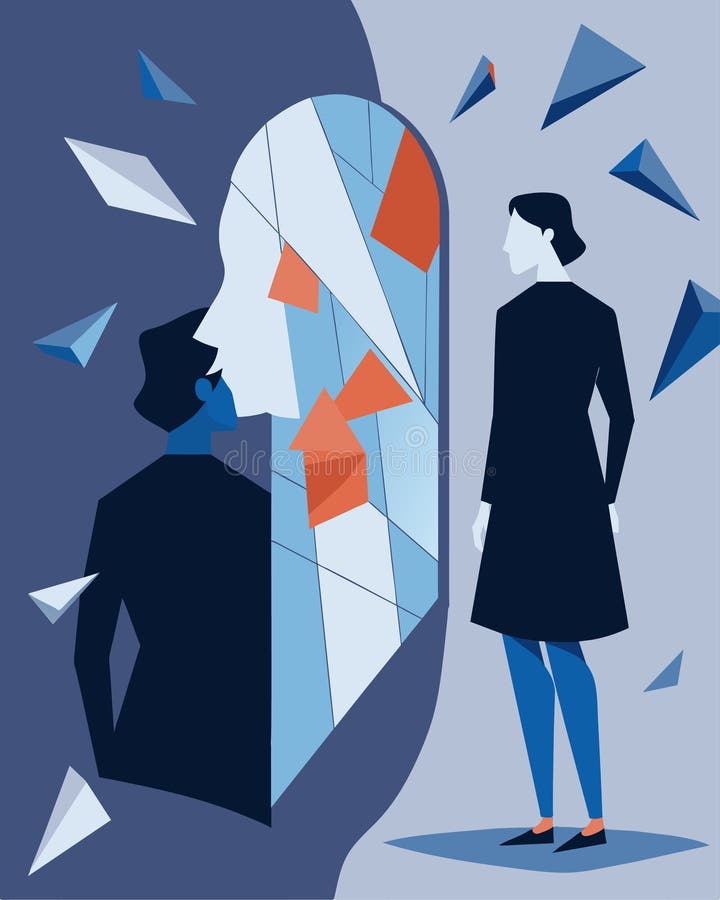 A Person Looking at Their Reflection in a Broken Mirror with Each Shard ...